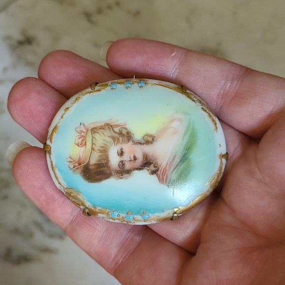 Vintage | Jewelry | Ceramic Portrait Brooch | Poshmark